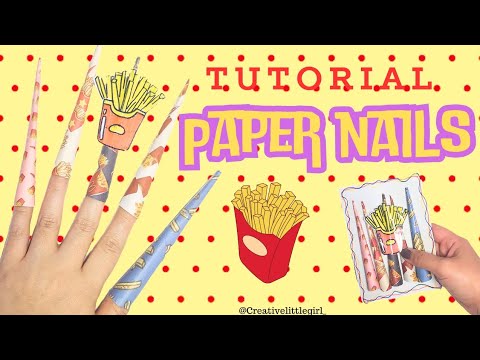 [paperdiy] Tutorial how to make paper nails FRENCH FRIES theme - YouTube