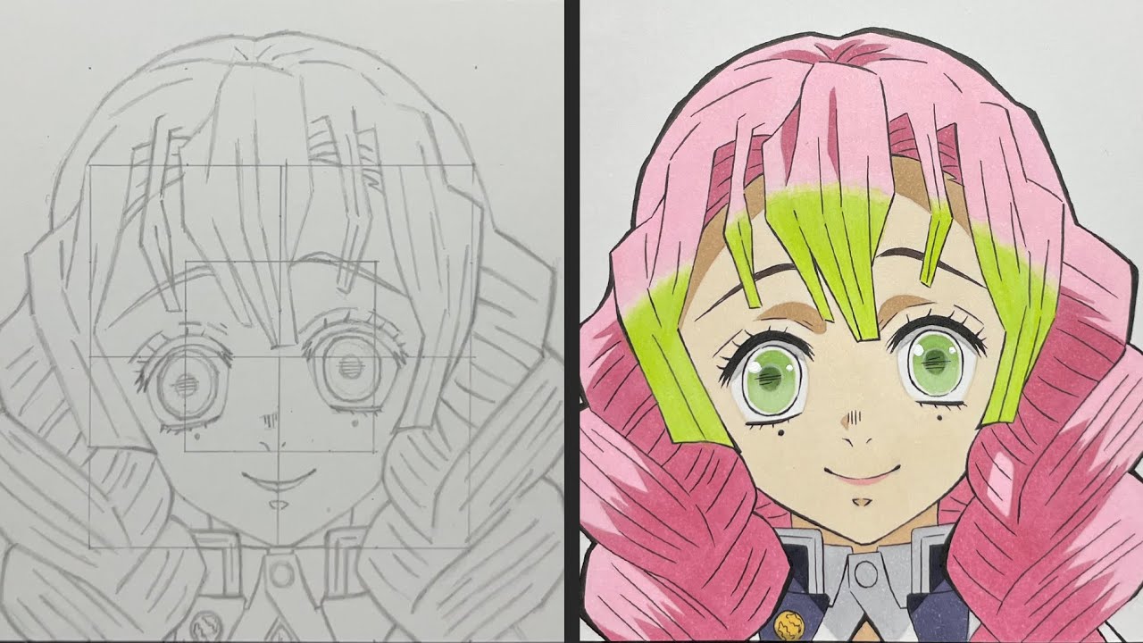 How to Draw Mitsuri Kanroji Easy - Demon Slayer (Kimetsu no Yaiba / 鬼滅の ...