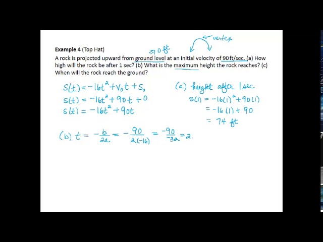 Projectile Motion Quadratic Equations