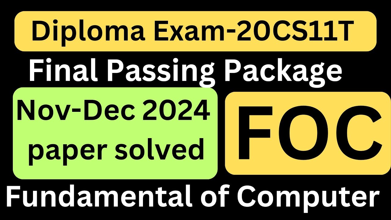 FOC Passing Package| Nov-Dec 2024 Fundamentals of Computers Paper ...