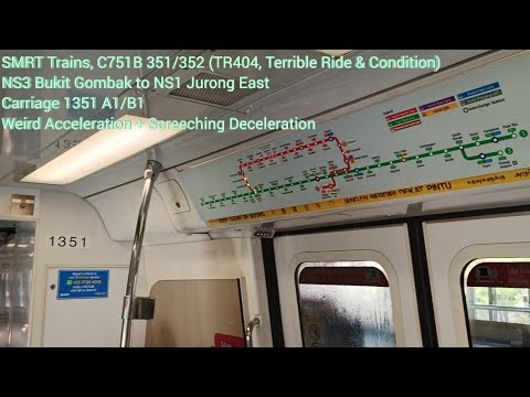 [Weird Noises + Screeching Wheels] SMRT Trains - KNS C751B [351/352 ...