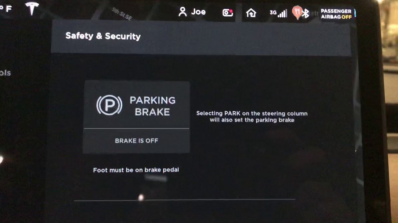 Tesla Model 3 Parking Brake - YouTube