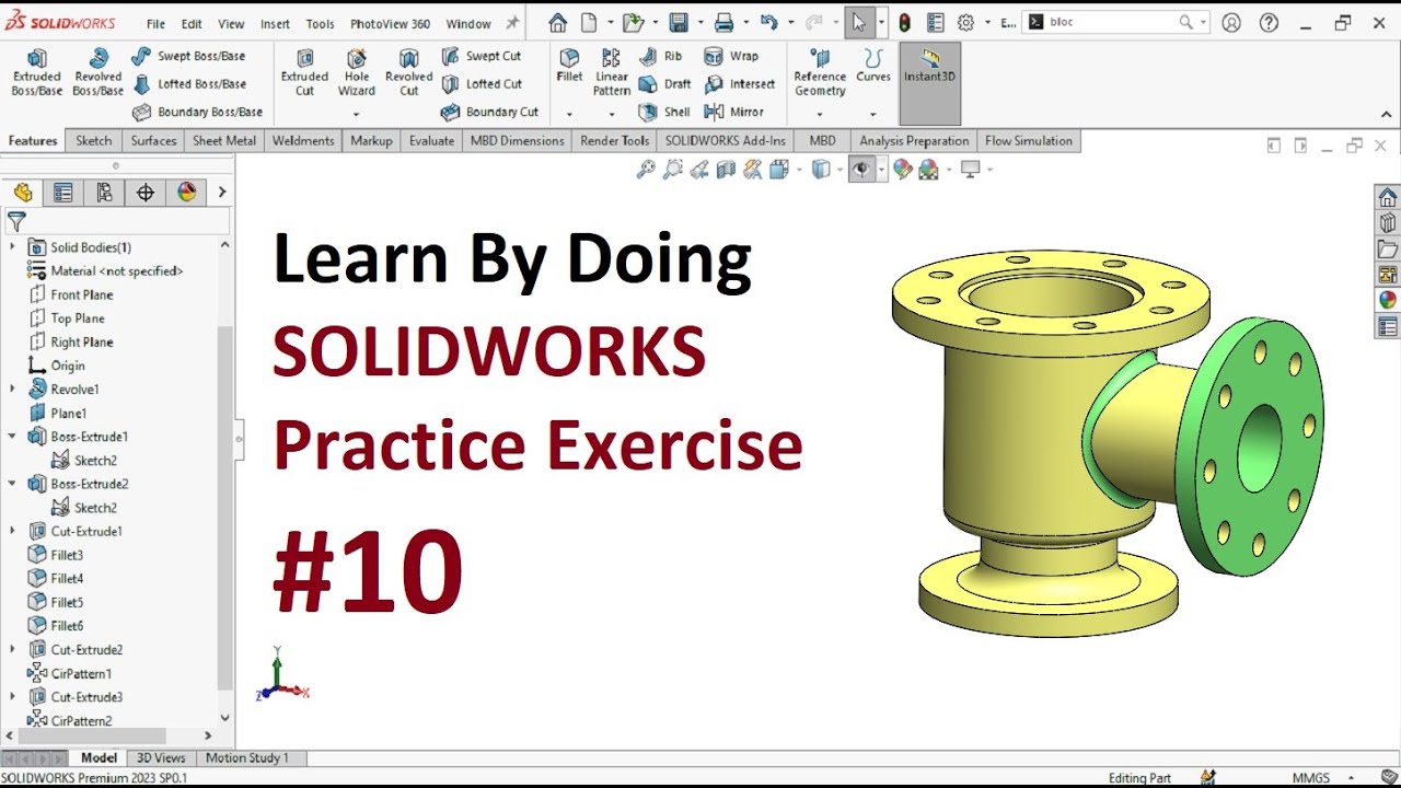 10 Solidworks Practice Exercise | Revolve Boss| Offset Plane - YouTube