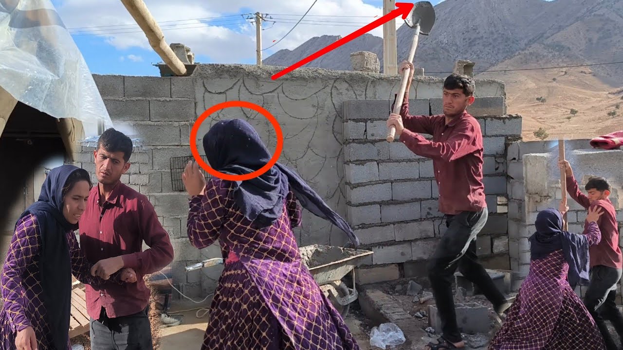 Construction of a nomadic bath by the family - YouTube