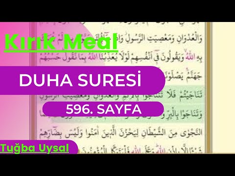Kırık Meal▐ Duha Suresi▐ S. 596 - 1. Bölüm▐ 30. Cüzün 16. Sayfası - Kelime Kelime Anlamı
