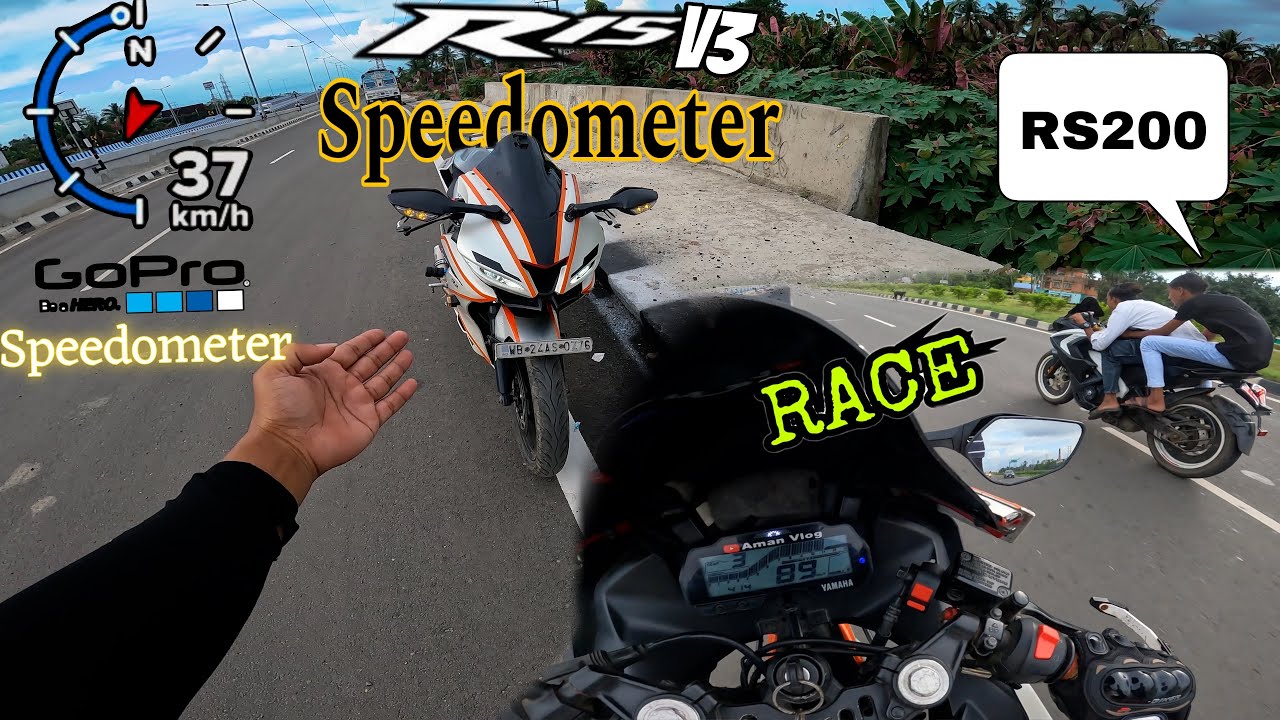 R15 v3 Speedometer vs GPS speedometer reality || Race with RS200 on ...