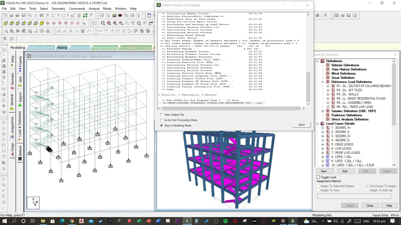 FULL VIDEO TUTORIAL STAAD.PRO 4 STOREY STEEL BUILDING - YouTube