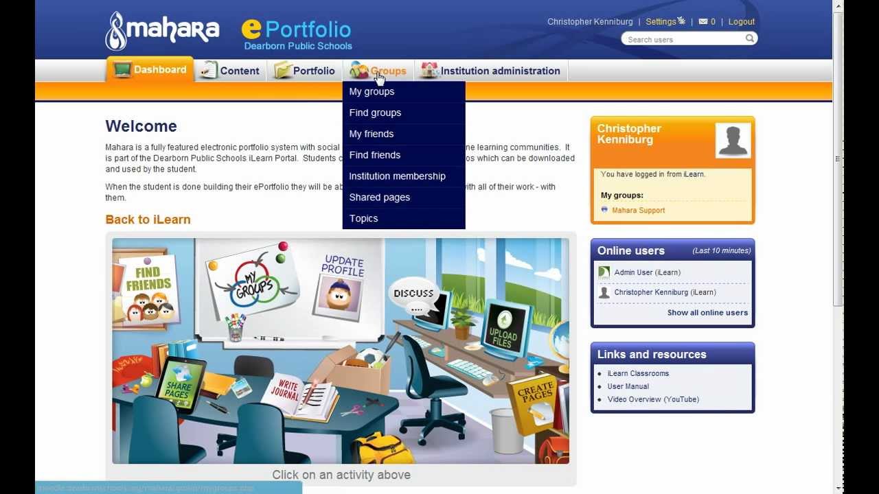 Creating Groups in Mahara ePortfolio - YouTube