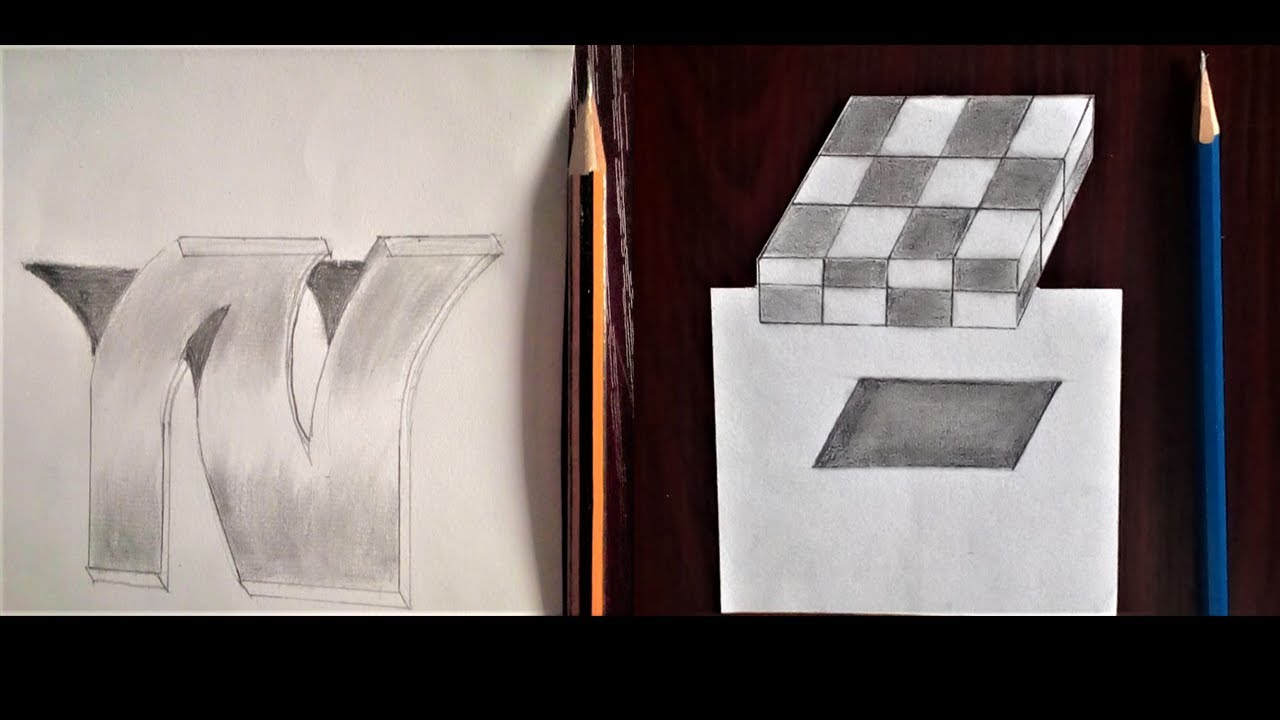 Realistic 3 D drawings with pencil in 5 minutes. Shadow and Floating ...