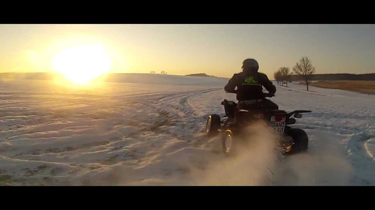 ATV Drift in Snow GoPro HD 120fps slowmotion - YouTube
