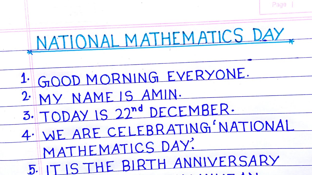 10 Lines Speech On National Mathematics Day ll Mathematics Day Speech ...