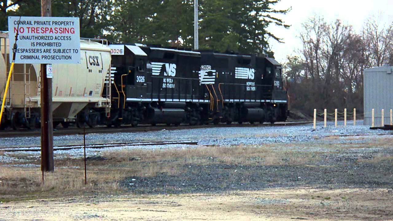 NS 5280 & 3026 Mixed Freight, Pulls Out of Millville Yard, Heading to ...