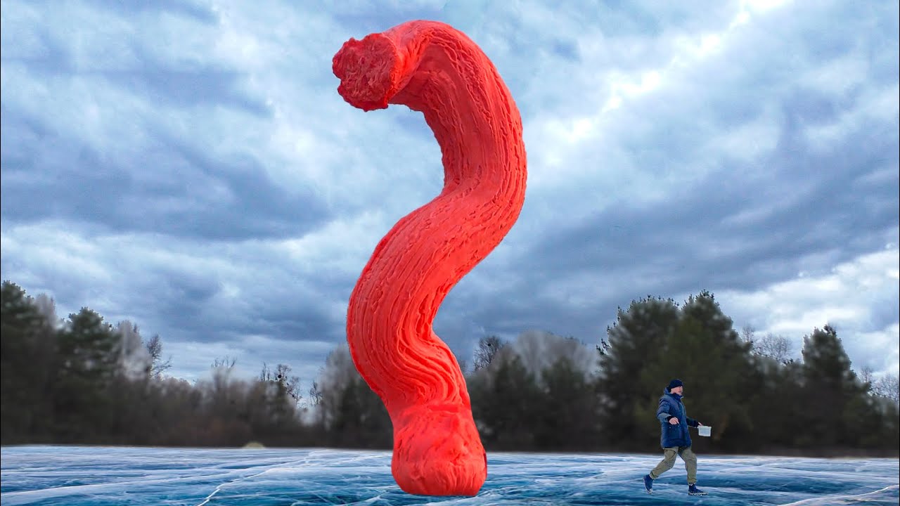 Experiments : Eruption Big Red Worm From IceHole Frozen Lake | Coca ...