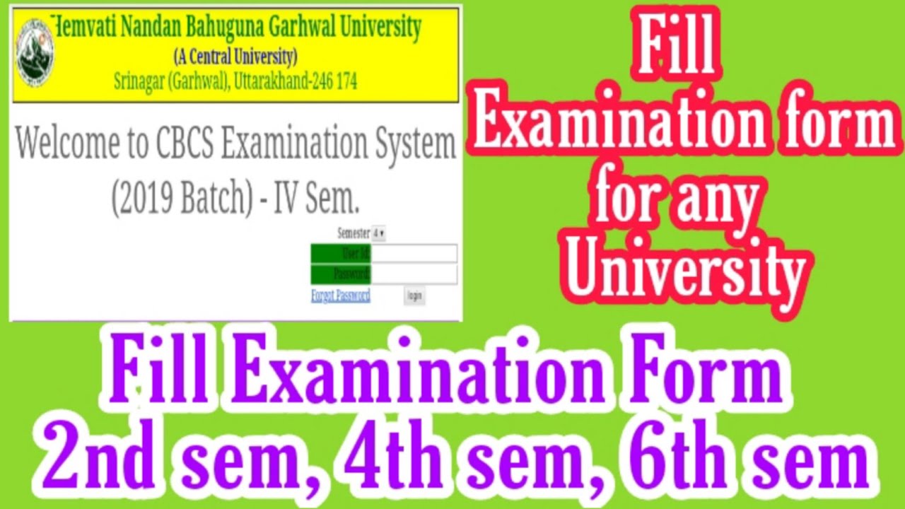 Examination Form hnbgu for 2nd 4th & 6th sem 2021 - YouTube