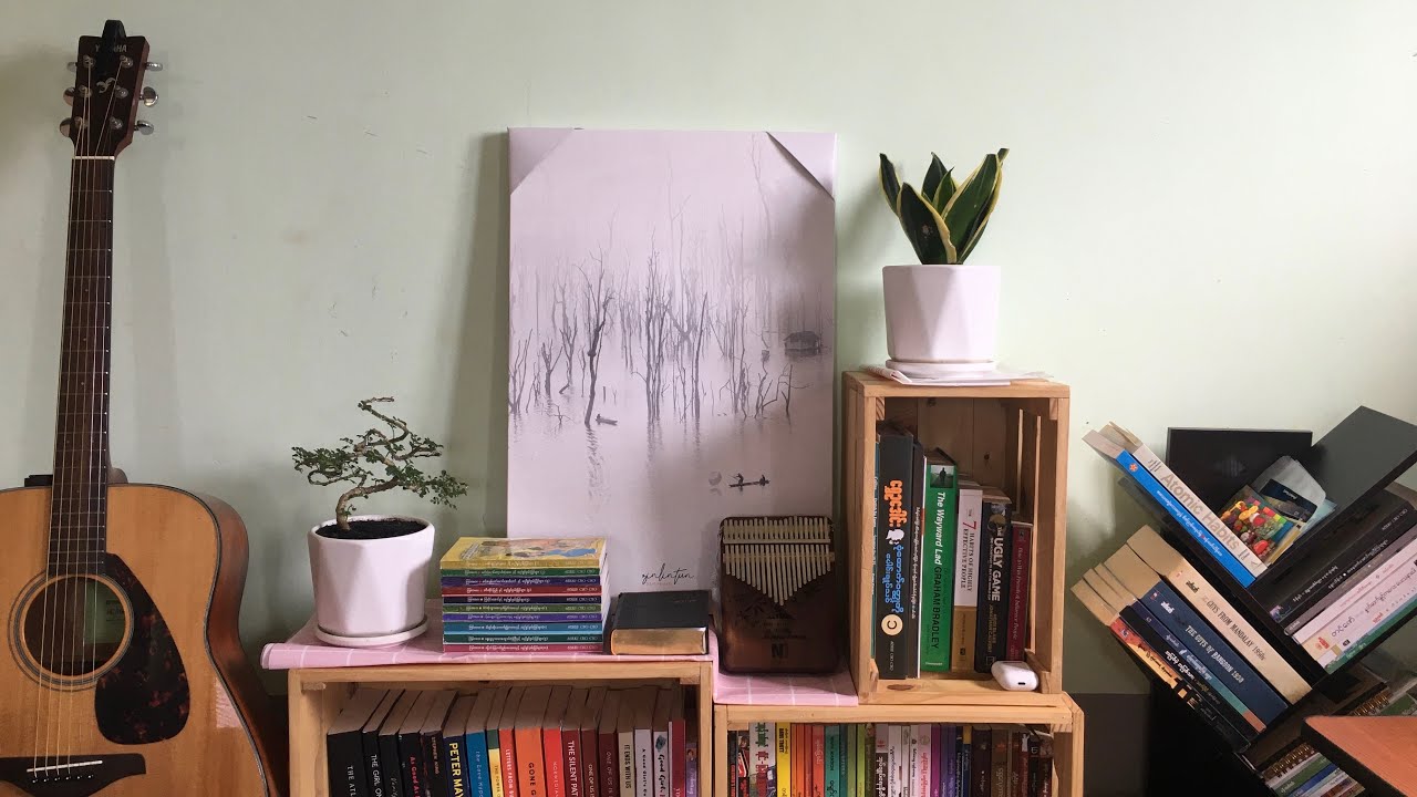 BOOKSHELF REORGANISATION WITH RELAXING MUSIC | Burmese and English ...