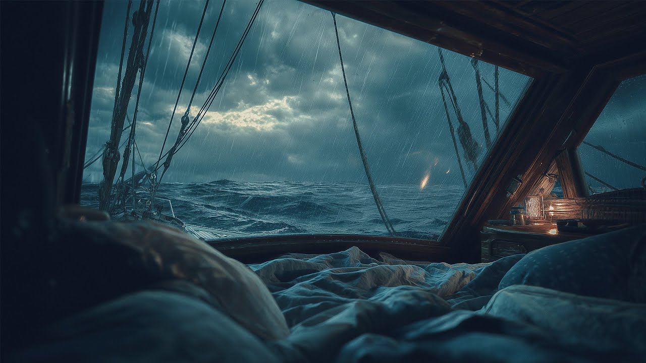 Relax On A Cozy Ship Cabin During A Thunderstorm – Ocean Rain Sounds ...