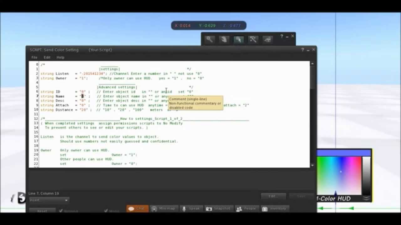 DM Color HUD DM Script in second life - YouTube