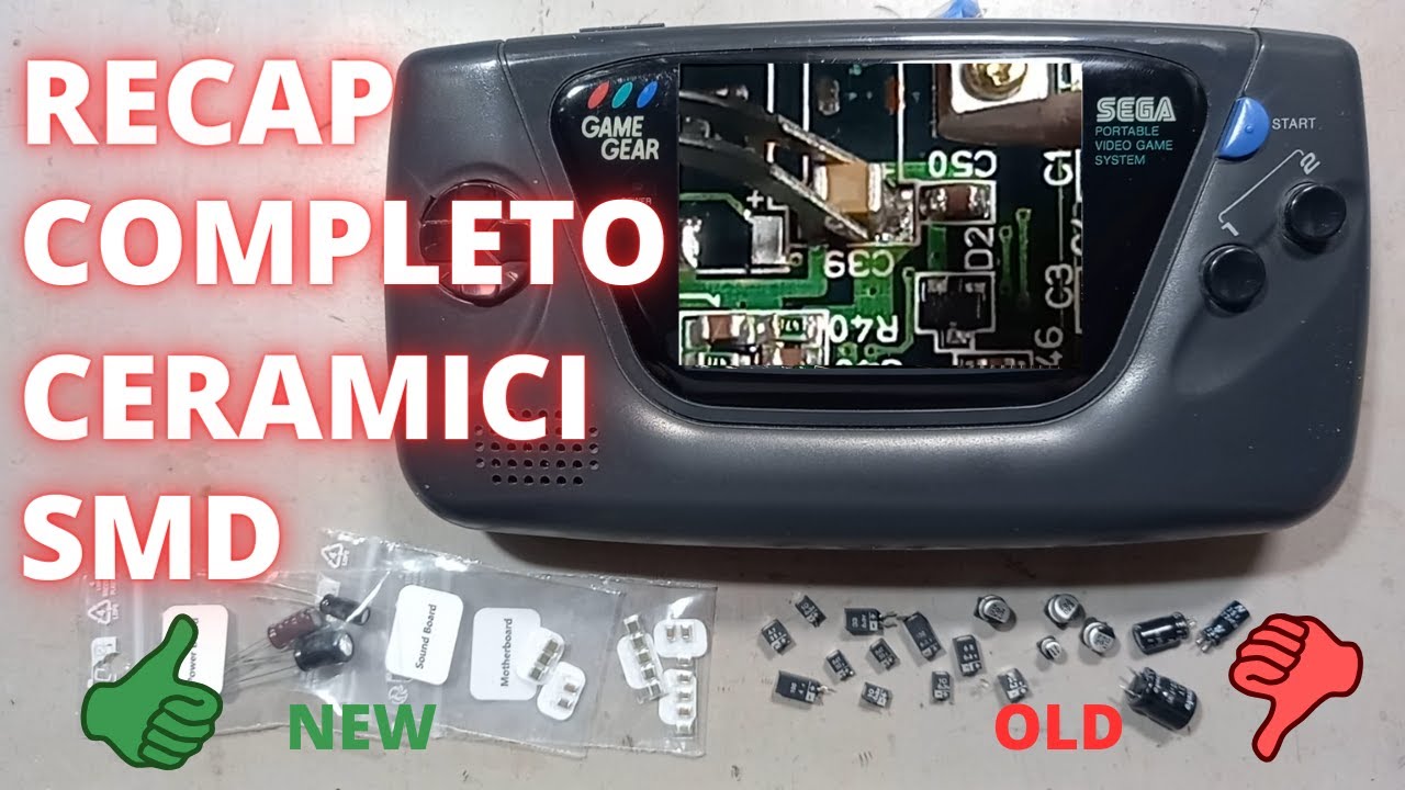 Sega Game Gear complete recap with smd ceramic capacitors - YouTube