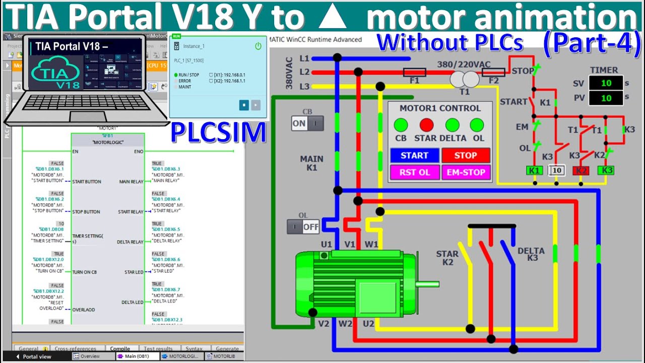 TIA Portal V18 PLC S7-1500| WinCC Advanced run time motors control ...