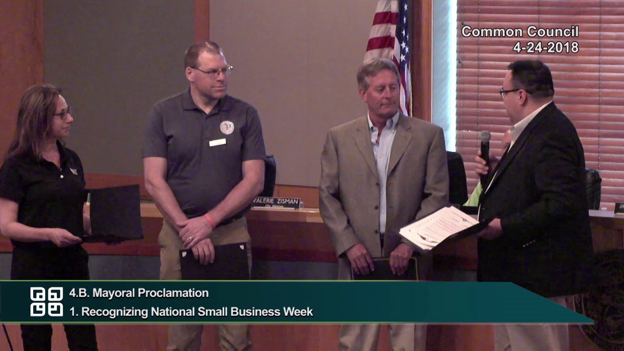 Fitchburg Mayoral Proclamation - Small Business Week 4-24-18 - YouTube