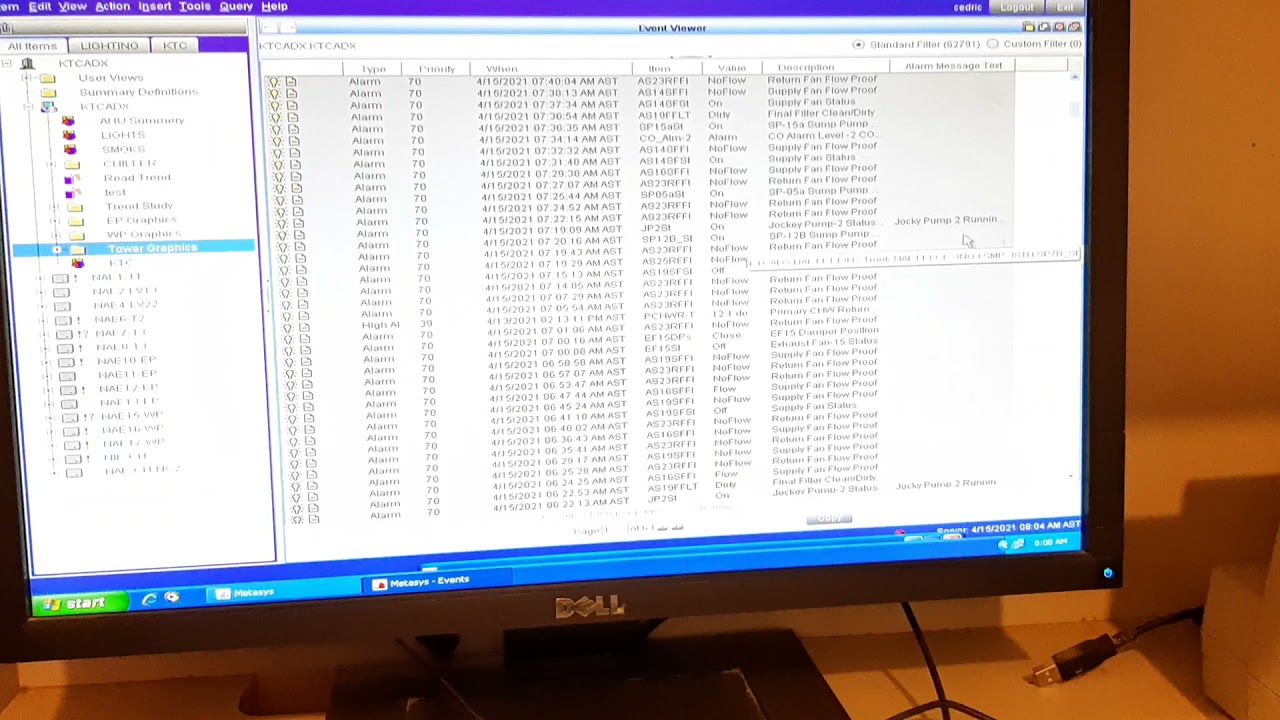 metasys event viewer for the bms operator - YouTube