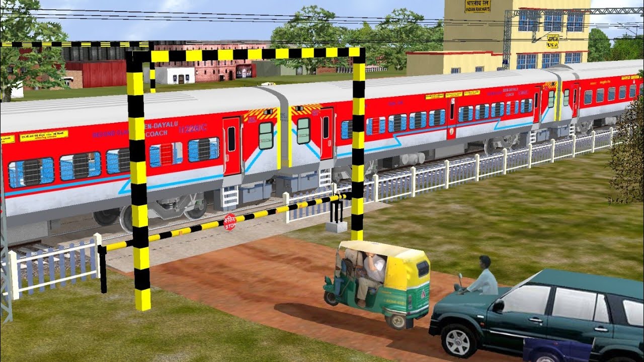 Indian Trains at Railways Level crossing gate |Indian Railways| Train Simulator - YouTube