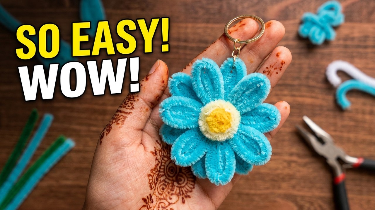 You Won’t Believe This! DIY Pipe Cleaner Flower Keychain 🌼 (So Easy ...