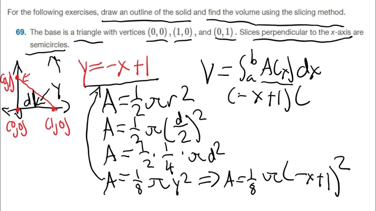 Finding Volume Using the Slicing Method: Semicircle Cross Sections - YouTube