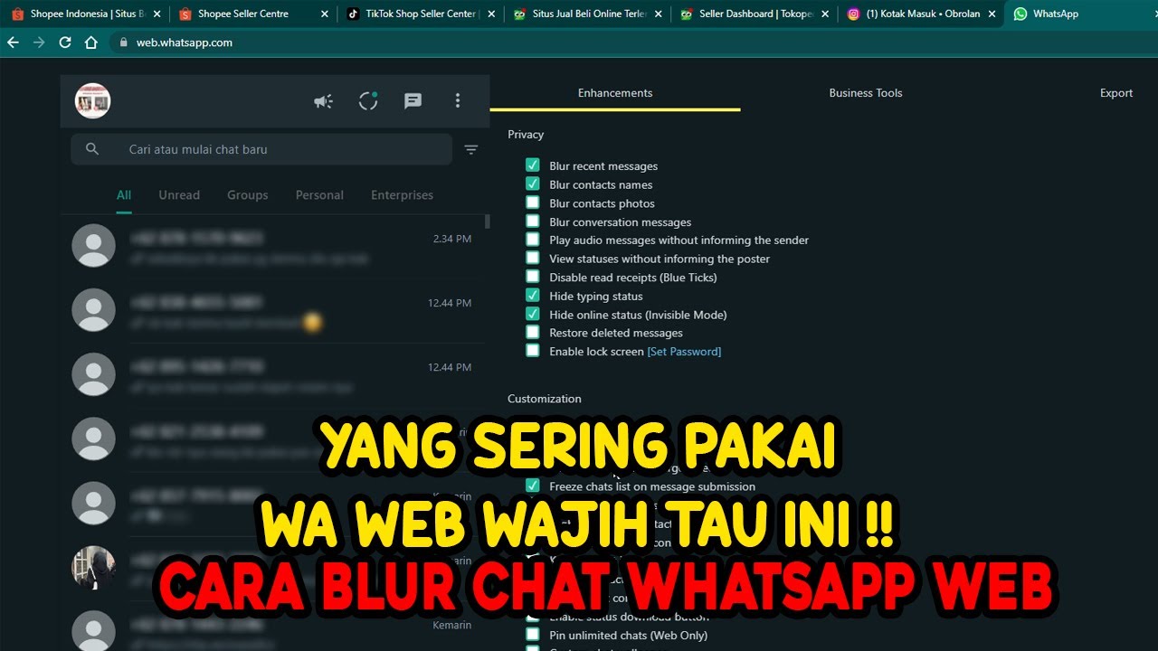 Cara Membuat Chat Whatsapp Web Blur Terbaru - YouTube