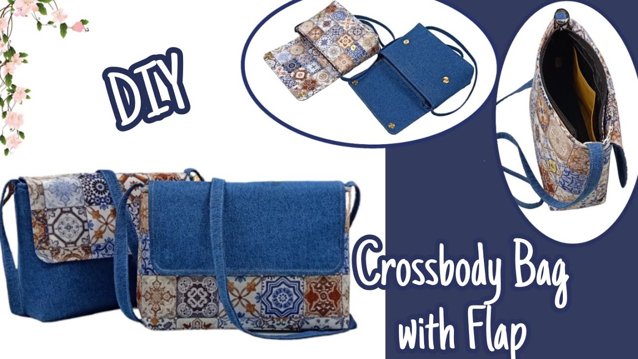 DIY Cara Membuat Tas/Crossbody Bag with Flap Tutorial & Pattern - YouTube
