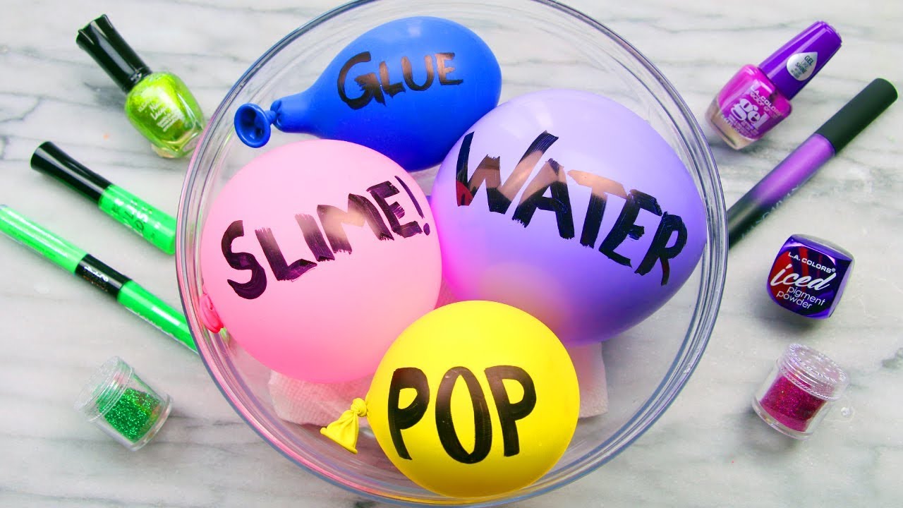 Making Slime With Balloons And Satisfying Makeup Slime Coloring Asmr