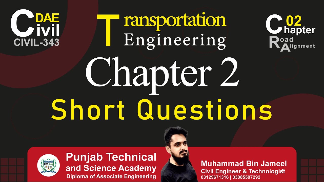 DAE CIVIL 343 Chapter 2 Short Questions | Transportation Engineering # ...