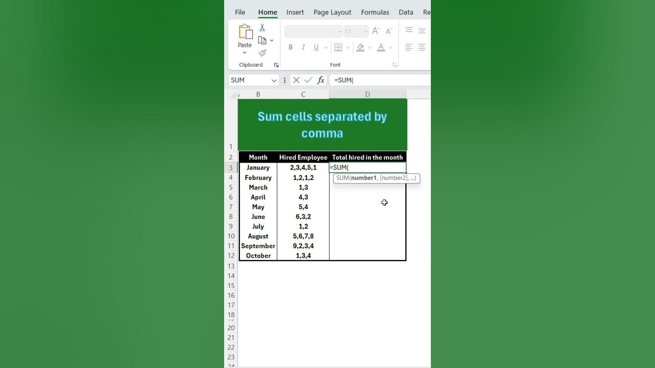 Sum all the numbers within a single cell #excel #exceltips #exceltricks #exceltutorial - YouTube