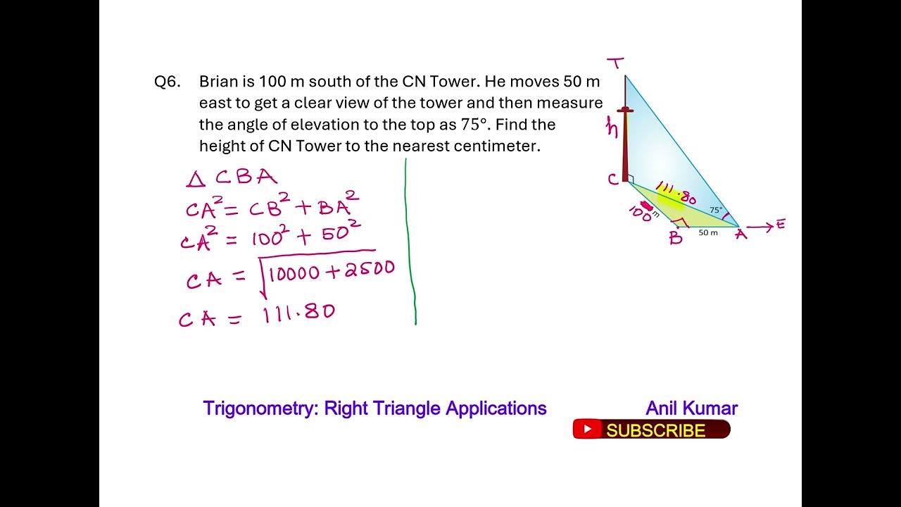 Find Height of C N Tower using Two Right Triangles 3D Real Life ...