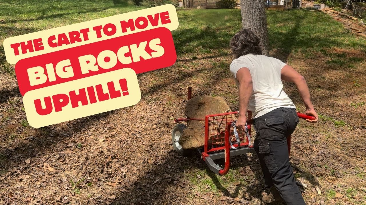 Moving a BIG ROCK uphill with the Rhino Rock Hauler - YouTube