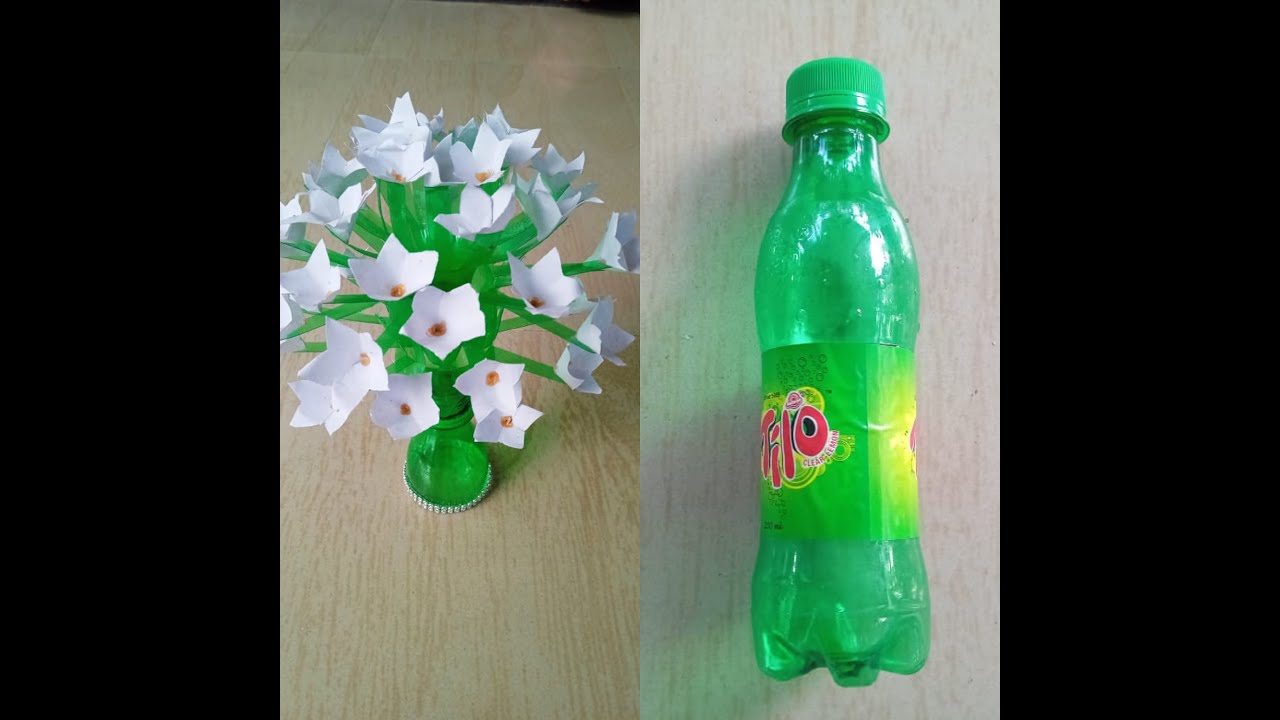 How to make a showcase flower pot using plastic bottle and paper? - YouTube