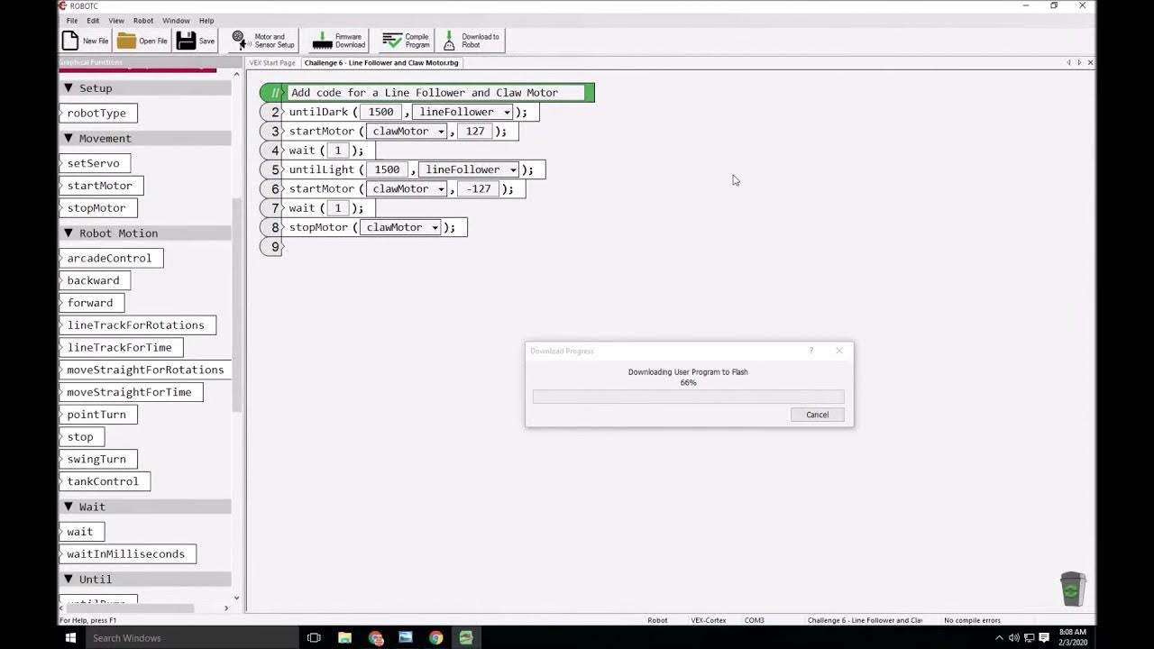 RobotC Programming Challenge 6 - Line Follower/ Claw Motor - YouTube