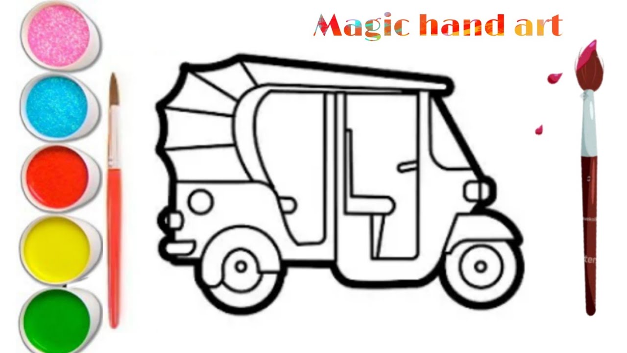 Drawing a cute autorickshaw | how to draw, drawing and painting for ...