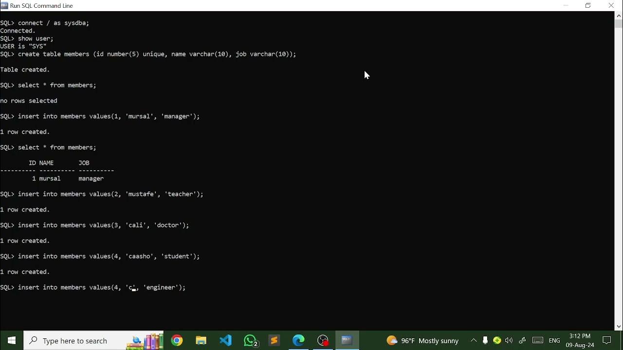 Create Table, Insert, Alter and Update | SQL Database | Mursal Abdurahman Mohamoud. - YouTube