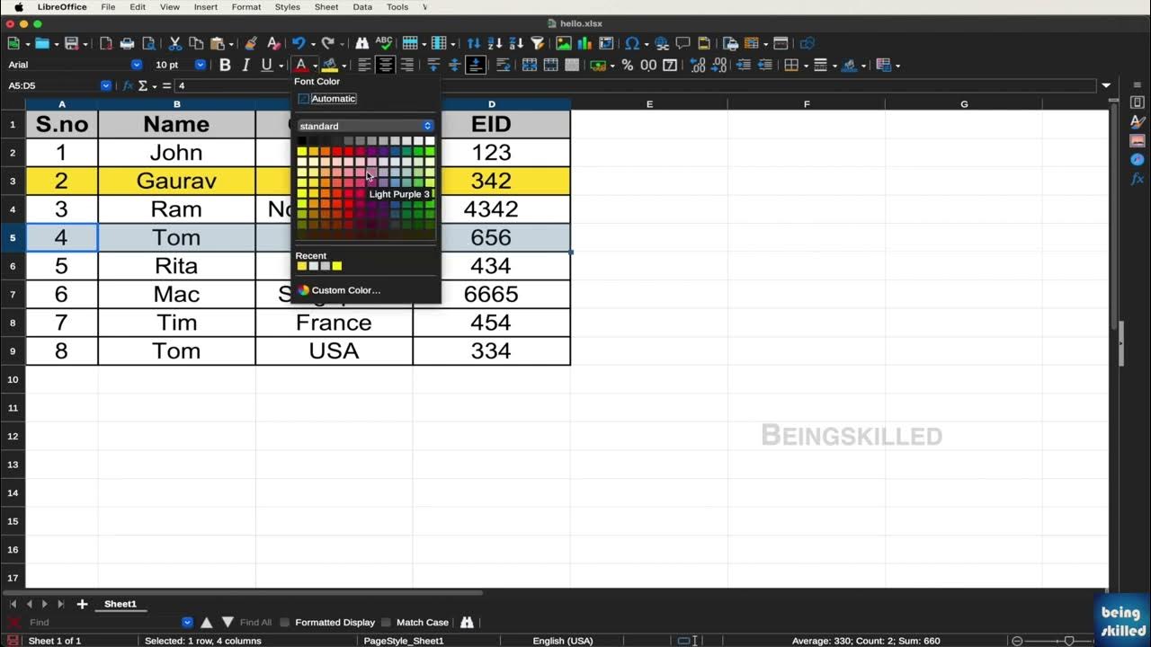 How to do formatting of the cell, table in Libreoffice Calc? - YouTube
