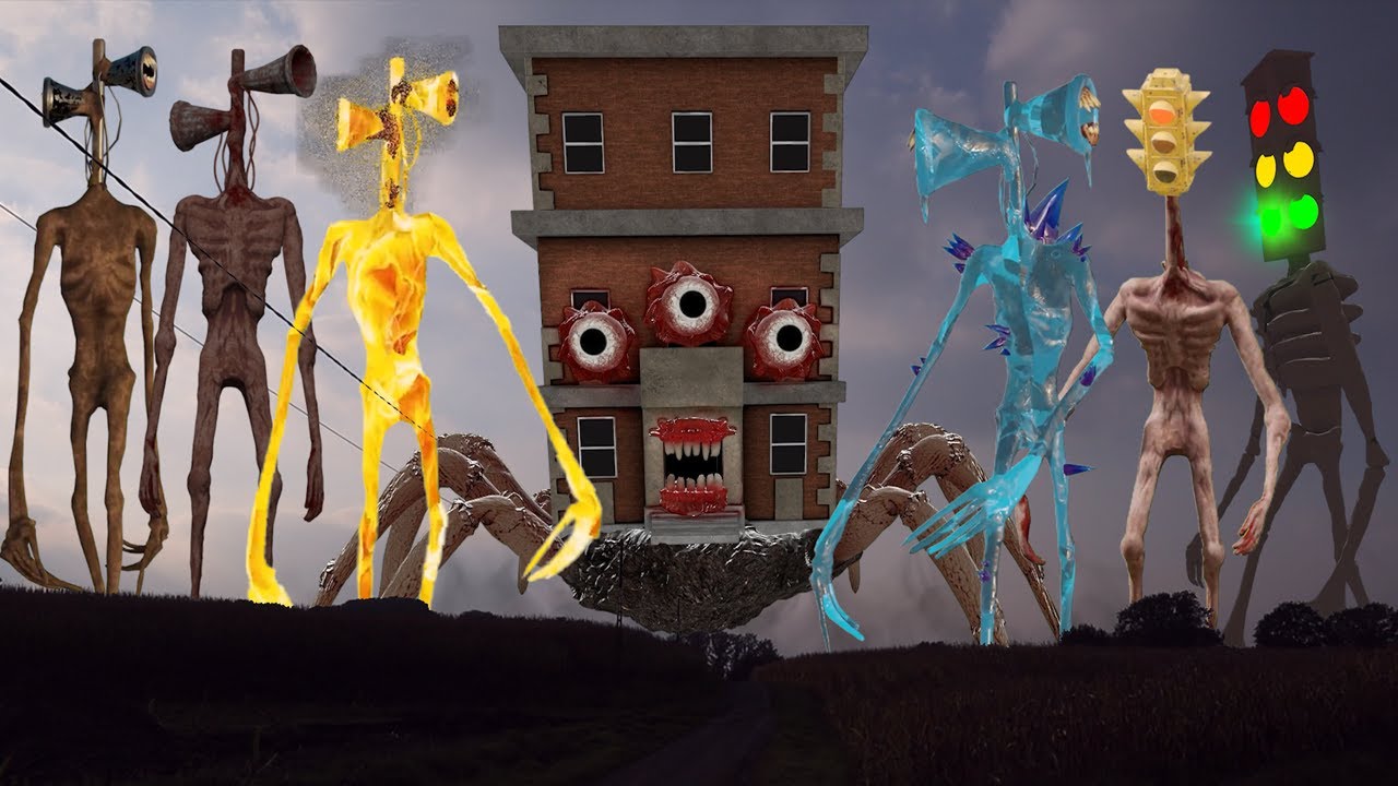 TEAM Traffic Light Head VS Fire Siren Head VS Living Building VS Ice ...