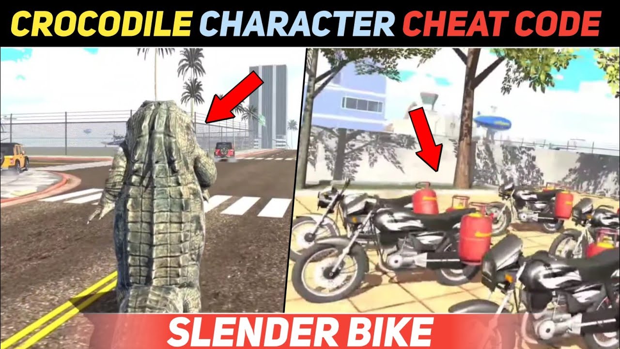 Crocodile Character + Slender Bike Cheat Code 😯 Indian Bike Driving 3D !! New Update 😍 - YouTube