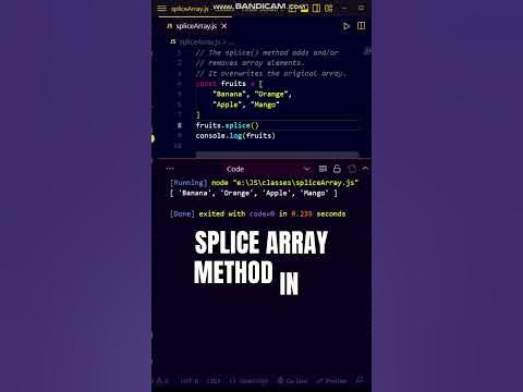 😍😍 COOL JS Concept Splice Array Method in JavaScript ES6 #shorts #javascript #programming # ...