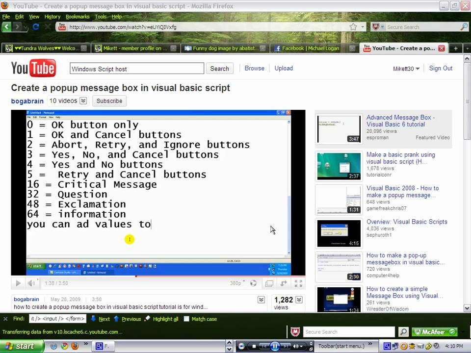 Windows Script Host Part 3 Msgbox Youtube