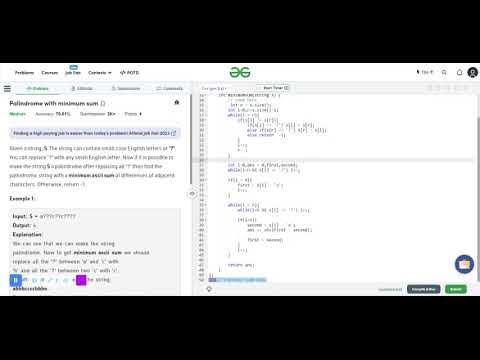 Palindrome with minimum sum || Geeksforgeeks || GFG POTD - YouTube