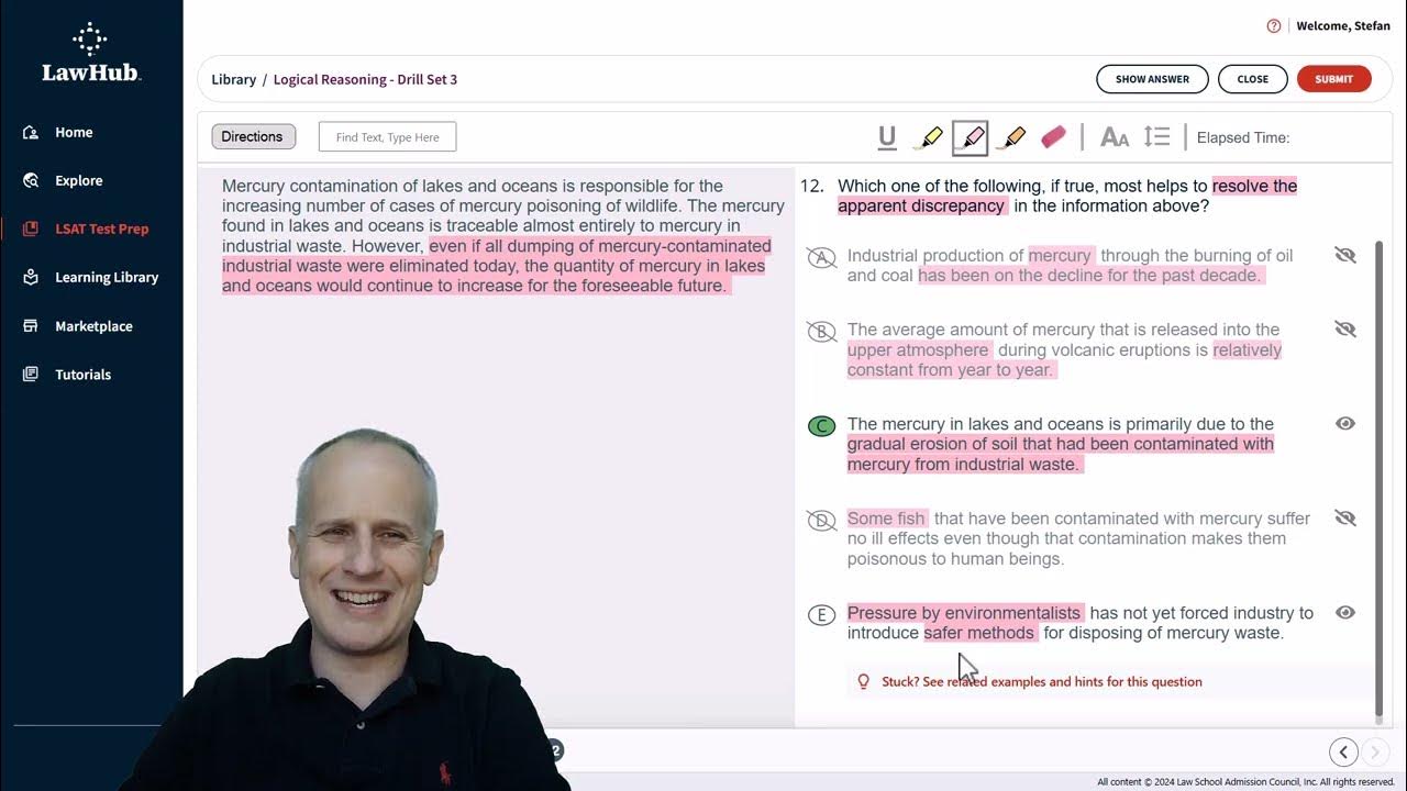 How to Resolve a LSAT Paradox or Discrepancy Using LawHub Logical Reasoning Drill Set 3 - YouTube