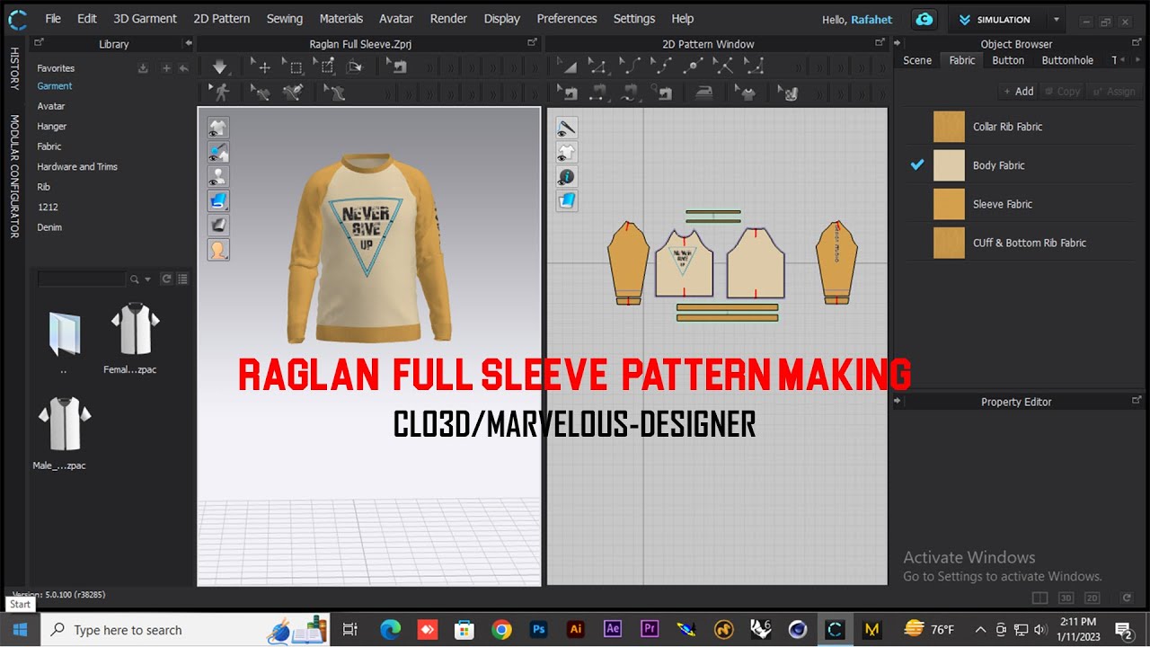 How to make Raglan T-shirt Pattern In CLO3D || How to import dxf File ...