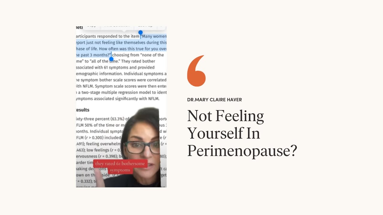 Not feeling yourself in perimenopause? Study link in description - YouTube