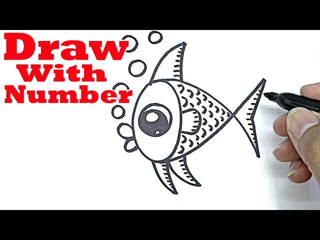 How To Draw A Fish Hard With Number 0 | Drawing With Number - Videos ...