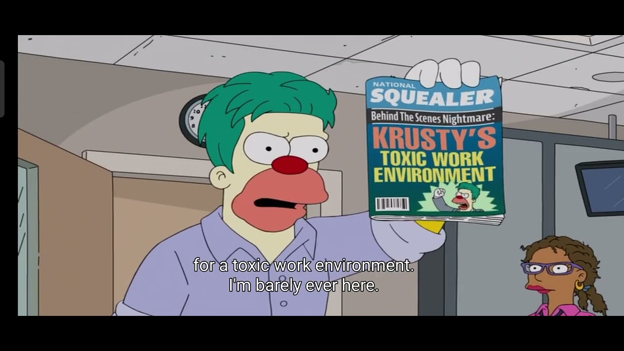The Simpsons | Krusty toxic work environment - YouTube